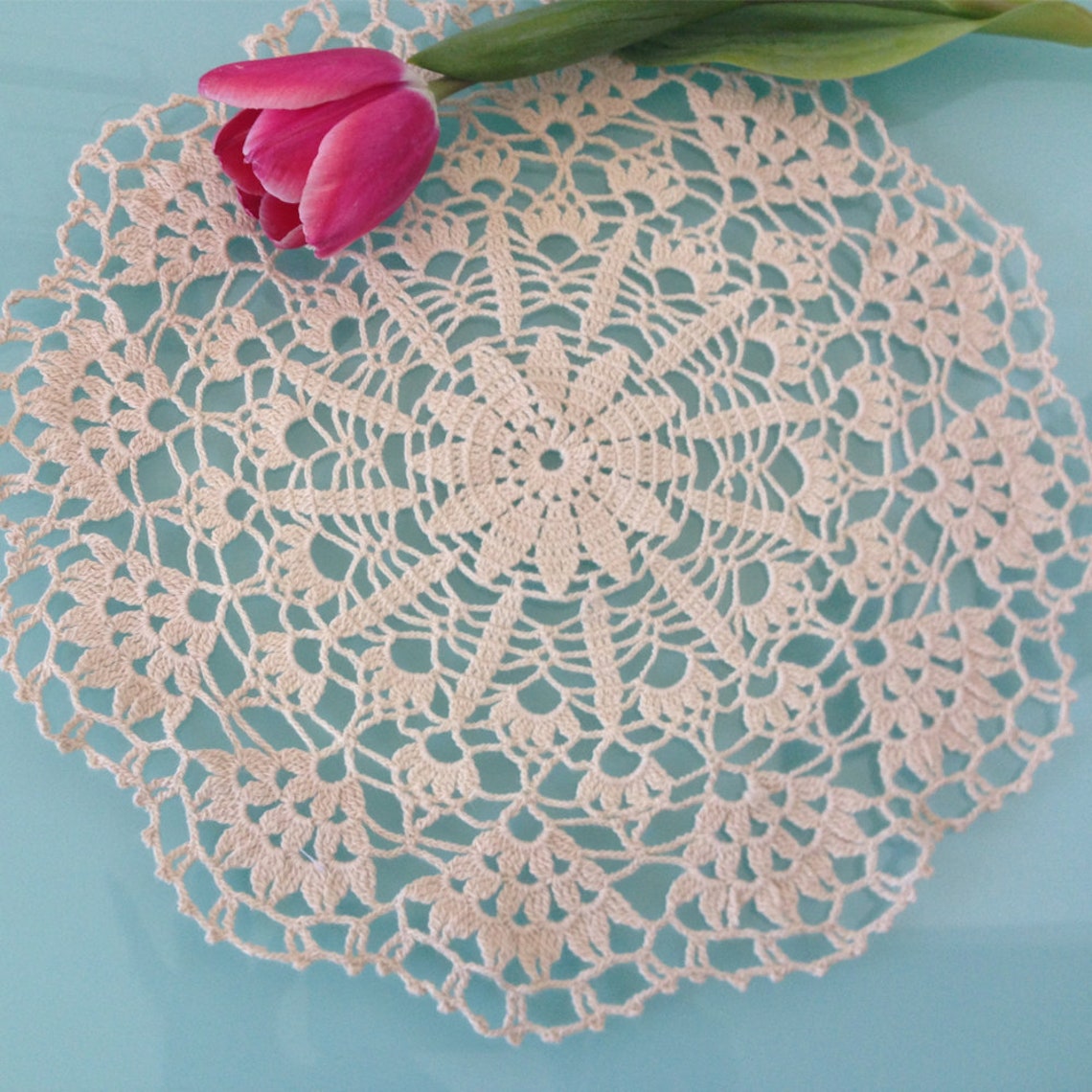 Ecru Crochet Doily, 10 Round Home Decor, Vintage Lace Rustic Decoration ...