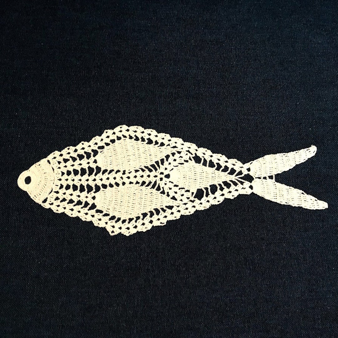 Beige Ecru Fish Shapped Crochet Doily, Ivory Rustic Home Decor, Vintage ...