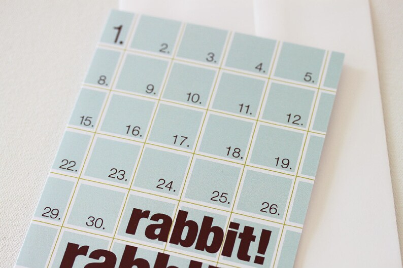 Rabbit Rabbit Good Luck Card, Lucky British Sayings, Best Wishes Card ...