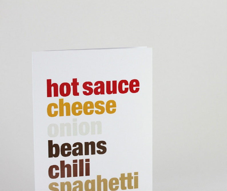 Cincinnati Chili Food Typography Card, Unique Kitchen Chili Bar Sign ...