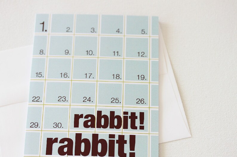Rabbit Rabbit Good Luck Card, Lucky British Sayings, Best Wishes Card ...