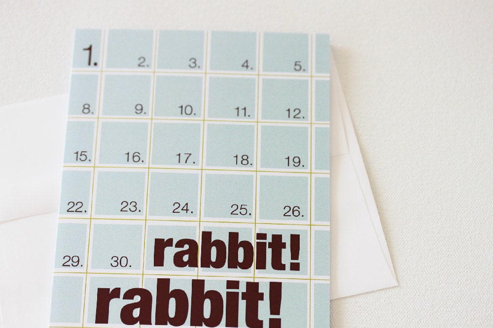Rabbit Rabbit Good Luck Card, Lucky British Sayings, Best Wishes Card ...