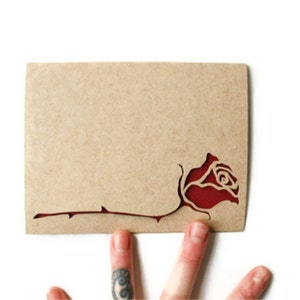 Valentine Card: Laser Cut Rose--custom Text - Etsy
