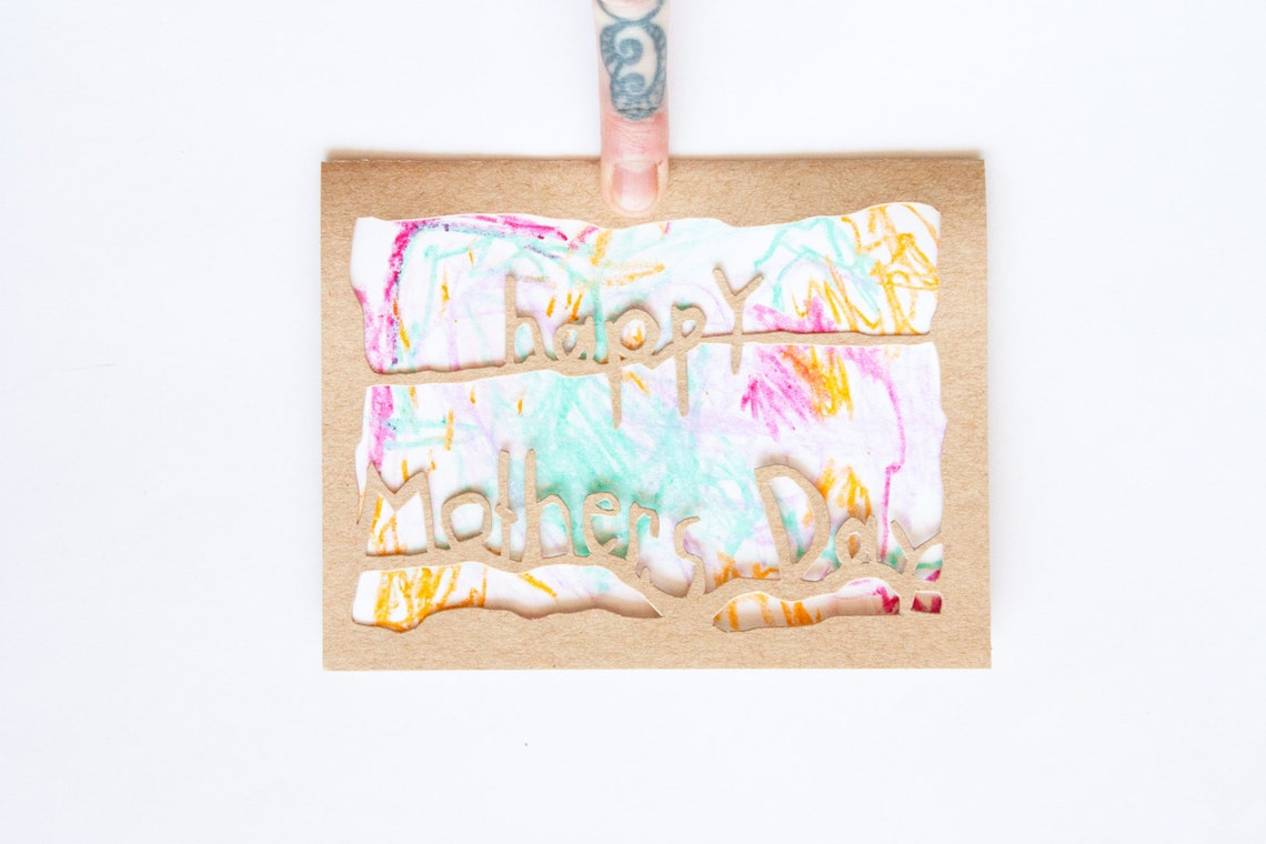 Mother's Day Card: DIY Kid's Drawing Card--hand Cut--ready to Make - Etsy