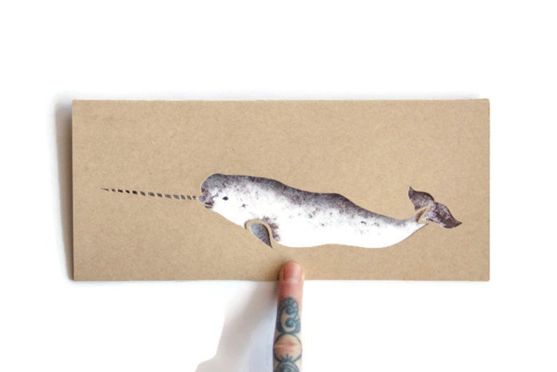 Blank Whale Card: Laser Cut Narwhal--nautical--summer Card - Etsy