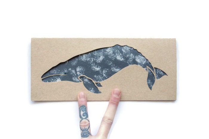 Blank Card: Grey Whale--laser Cut, Sponge Painted Details--nautical ...