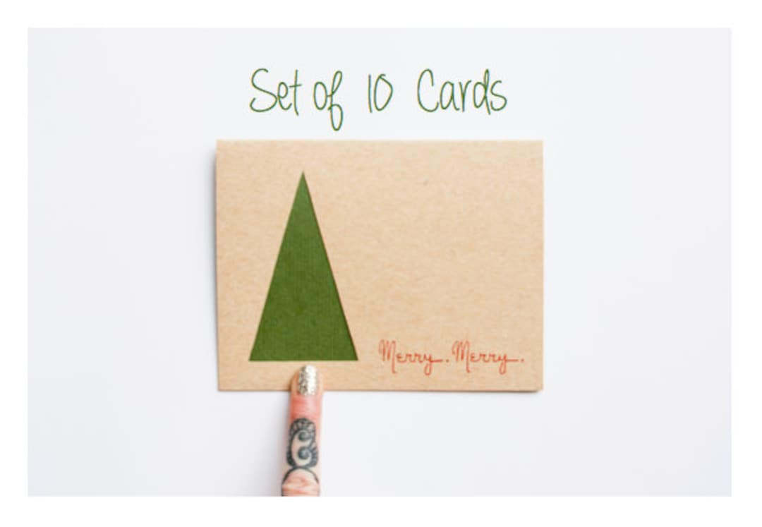 Minimal Christmas Tree Card Set: Laser Cut Christmas Card Set of 10 ...