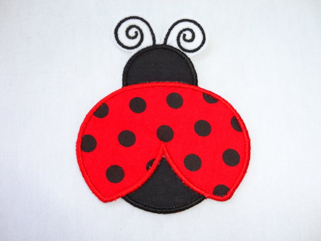 Ladybug Patch, Ladybug Iron On, Appliqued Red & Black Ladybug Iron on ...
