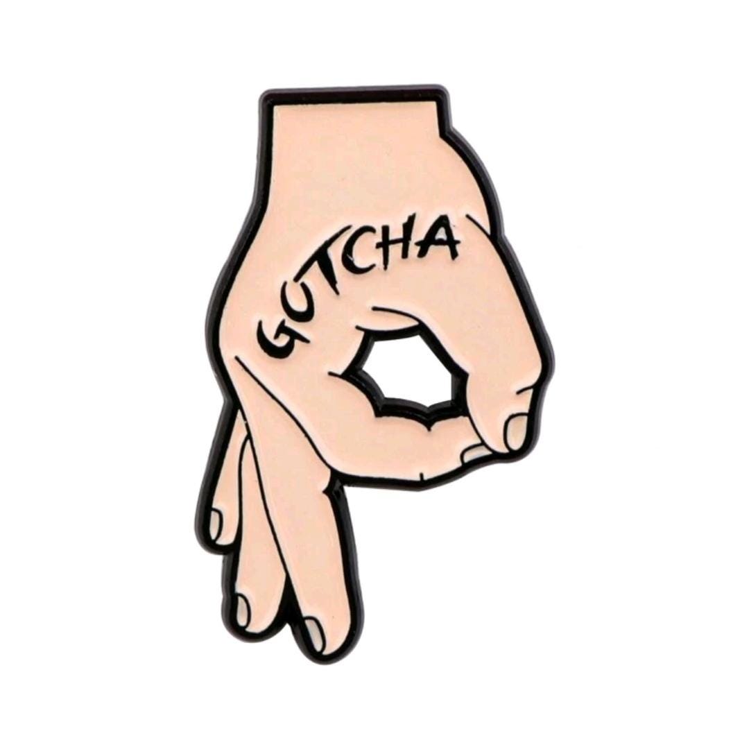 Gotcha Pin, Finger Pin, 80s Pin, Enamel Pin, Sarcastic Pin, Funny Pin ...