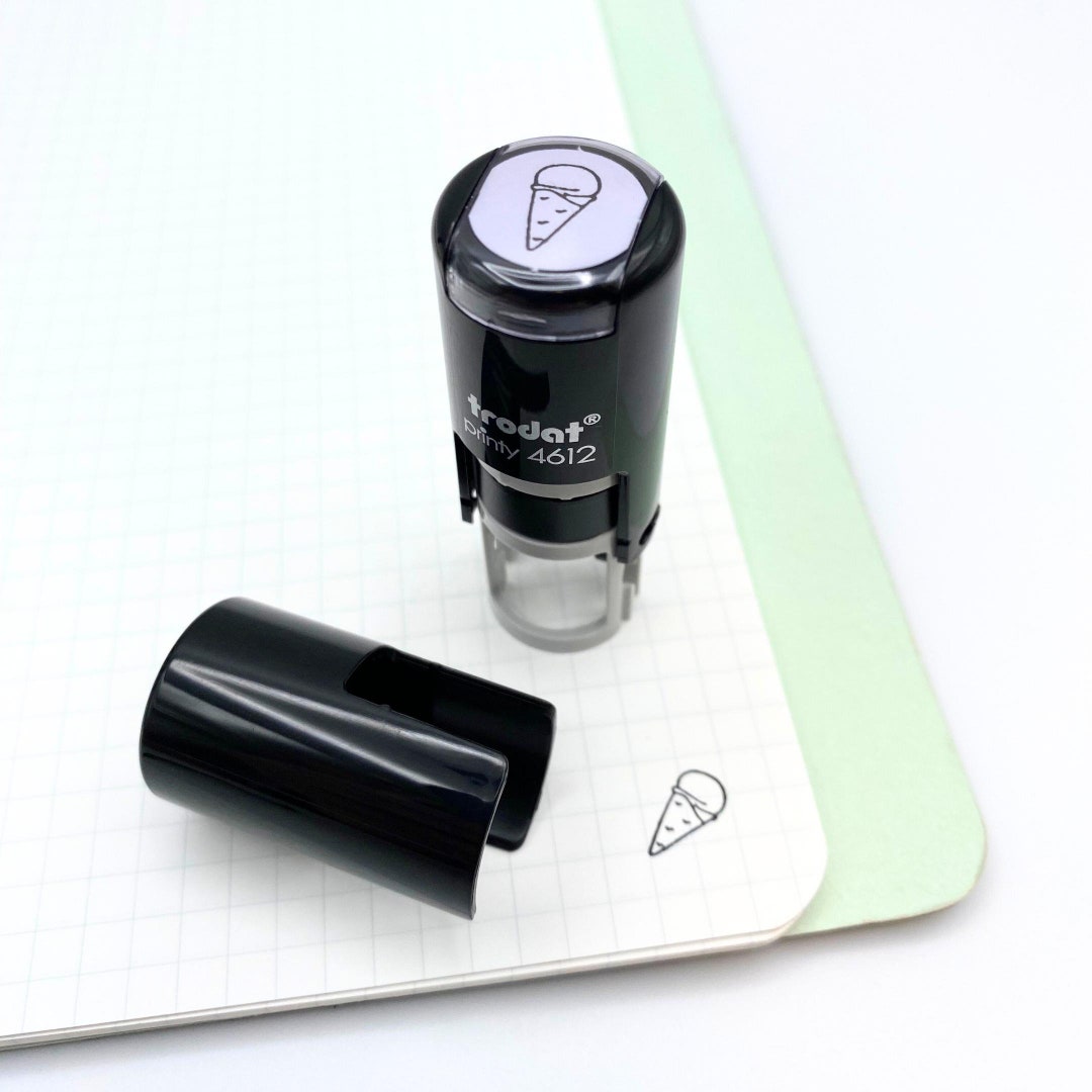 Ice Cream Cone Mini Self Inking Stamp - Tiny Rubber Stamp for Loyalty ...
