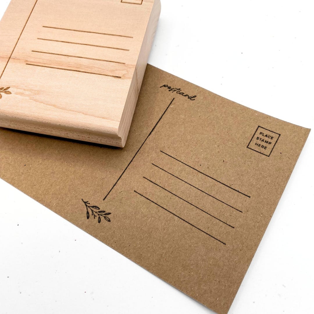 Leaf Postcard Rubber Stamp - Snail Mail Card Stamping - Handmade ...