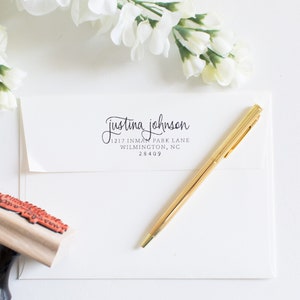 Custom Calligraphy Address Stamp - Personalized Script Lettering Return ...