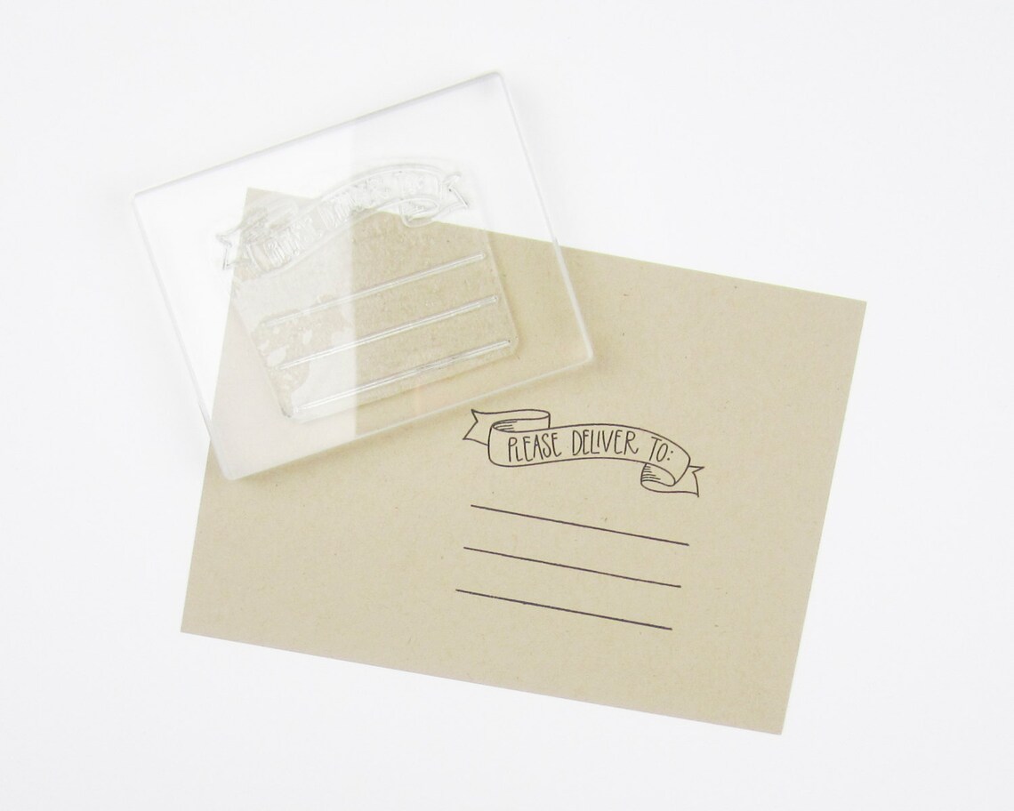 Please Deliver to Banner Addressing Stamp | Etsy