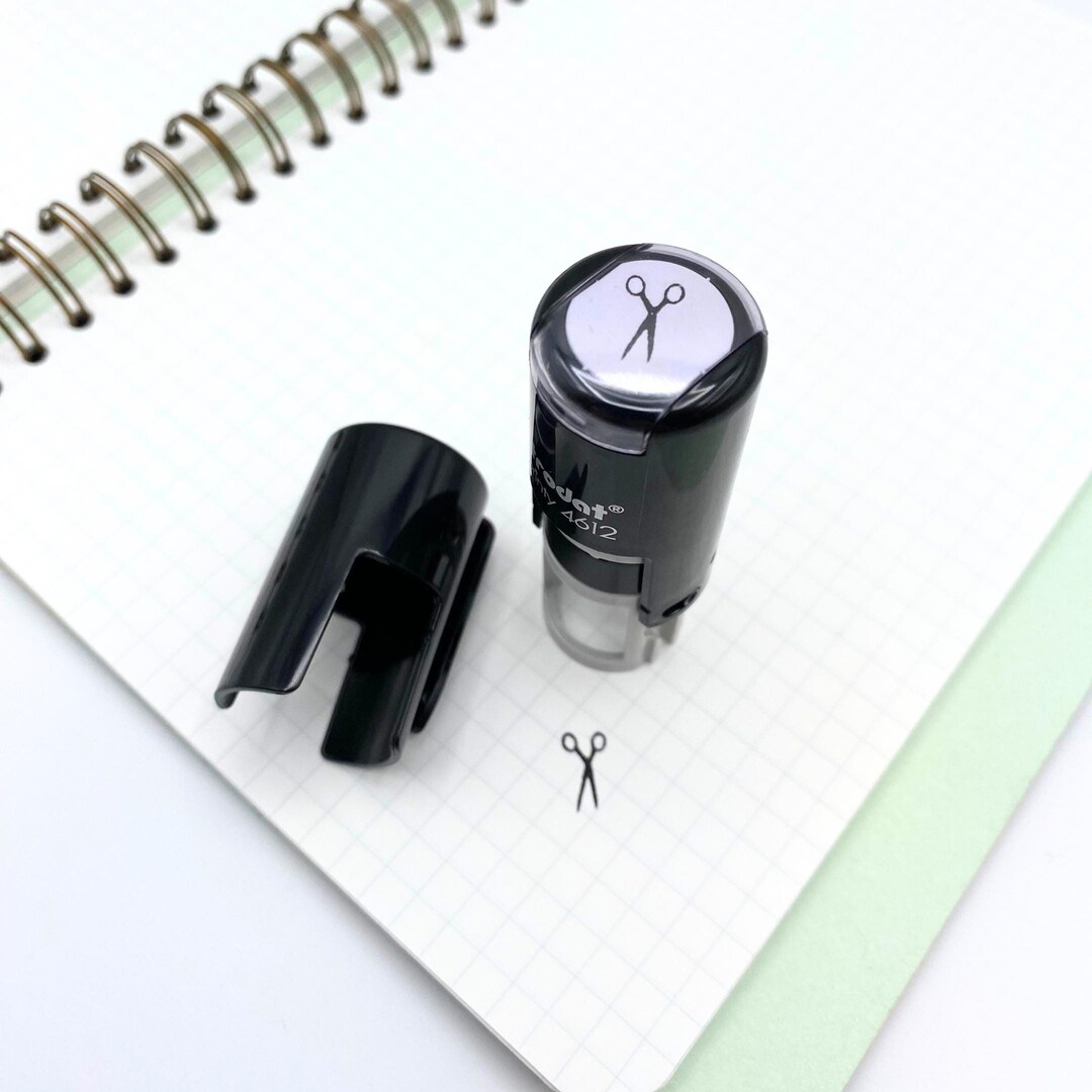 Scissors Mini Self Inking Stamp - Tiny Rubber Stamp for Loyalty Cards ...