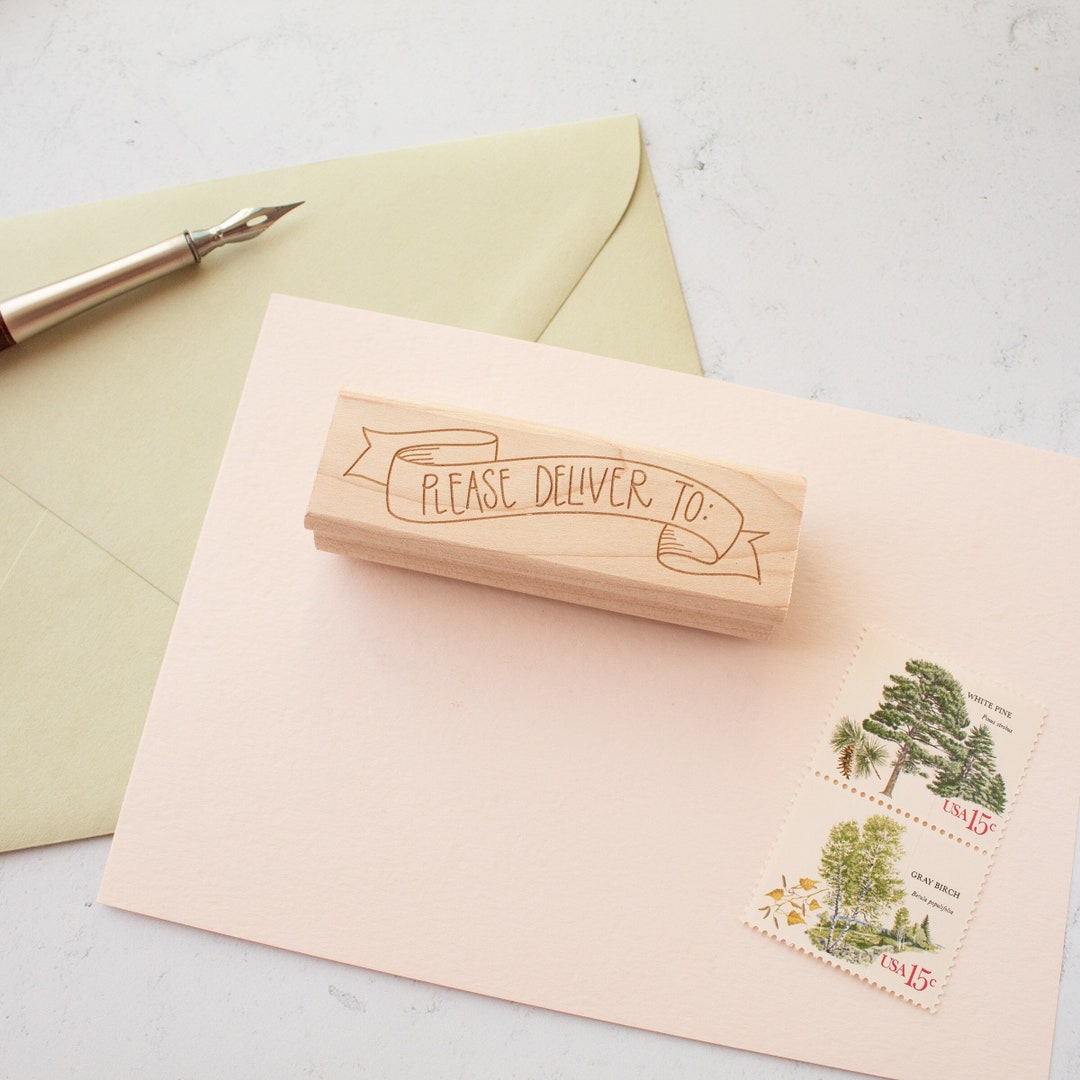 Please Deliver to Banner Rubber Stamp - Hand Lettered Stamp for ...