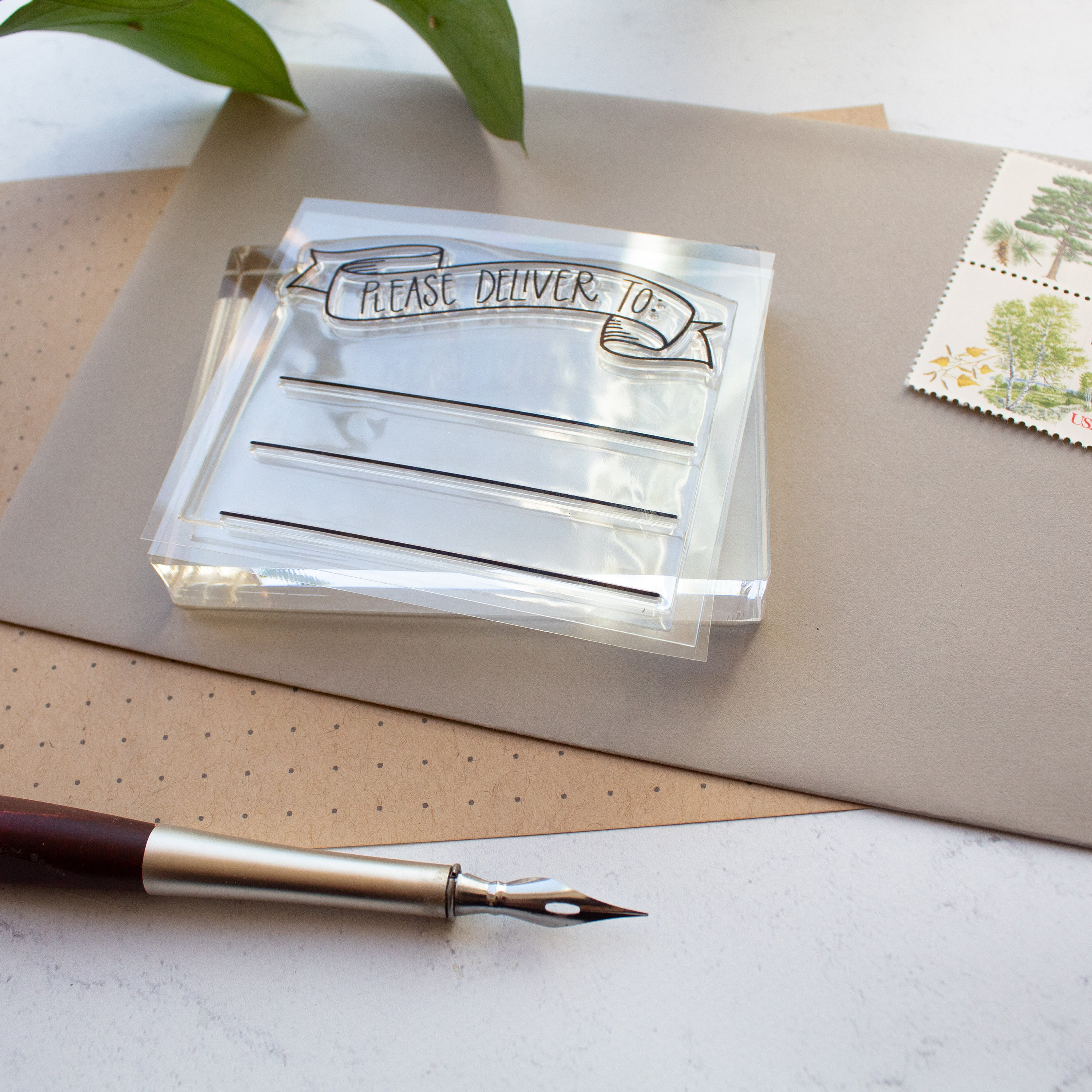 Please Deliver to Banner Addressing Stamp | Etsy