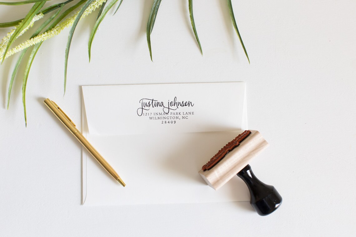 Custom Calligraphy Address Stamp - Etsy