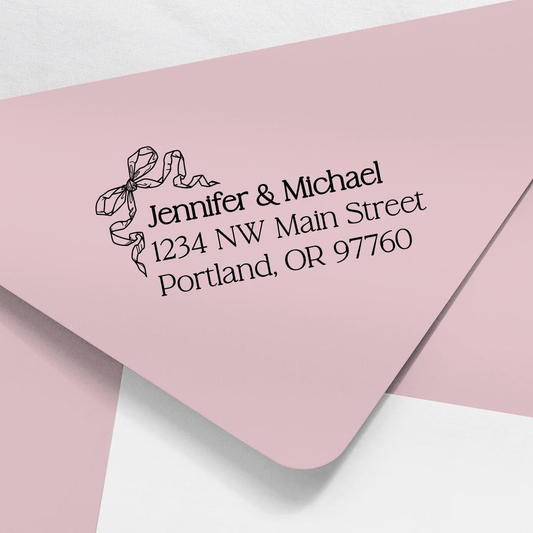 Personalized Bow Ribbon Address Stamp - Custom Return Address Rubber ...