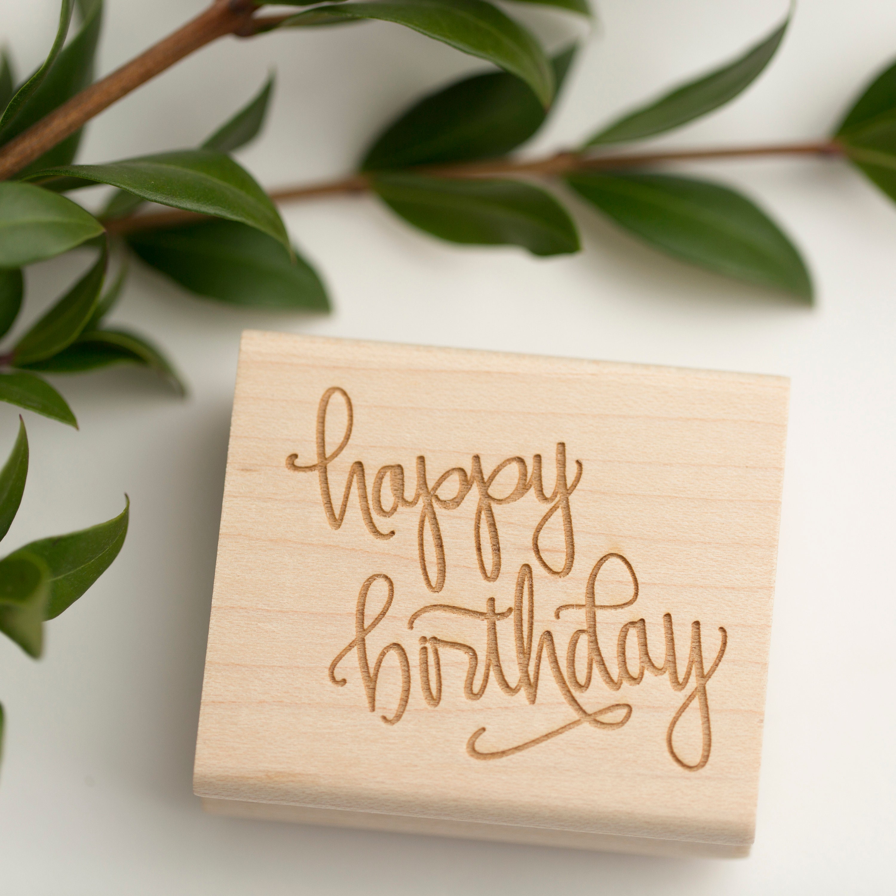 Happy Birthday Rubber Stamp Calligraphy Stamp Gift Tag | Etsy