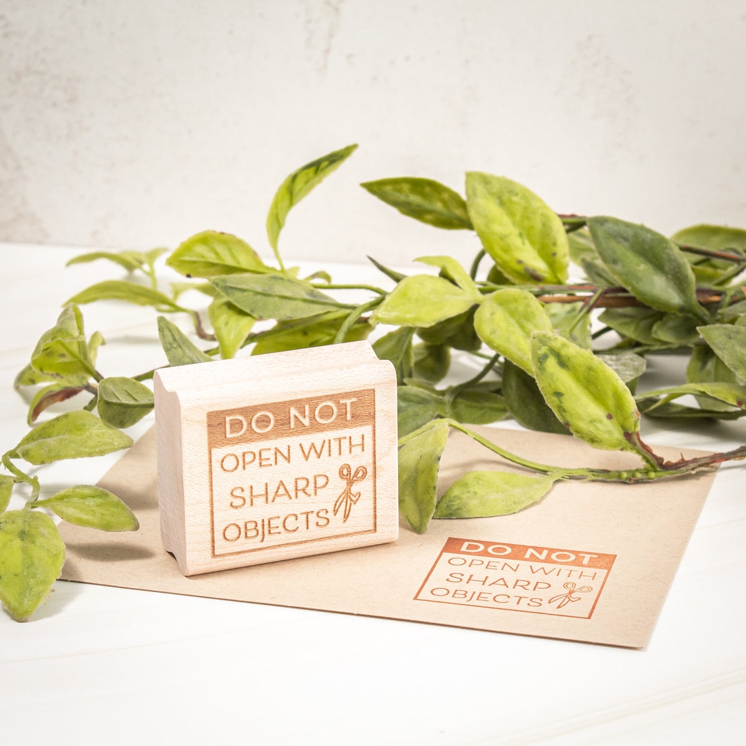Do Not Open With Sharp Objects Stamp - Order Packaging Rubber Stamp - Etsy