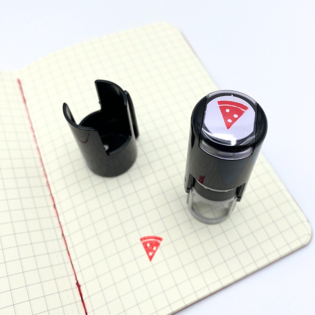 Pizza Mini Self Inking Stamp - Tiny Rubber Stamp for Loyalty Cards ...