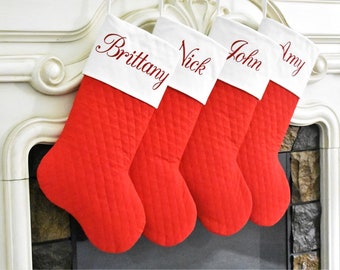 Traditional Red and White Christmas Stockings - Etsy