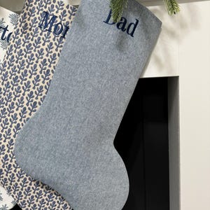 Blue Christmas Stockings, Linen Christmas Stockings, Blue and White ...