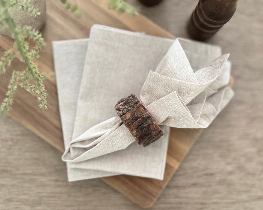 Tan Linen Napkins, Linen Modern Napkins, Set of 4 Cloth Napkins, Beige ...