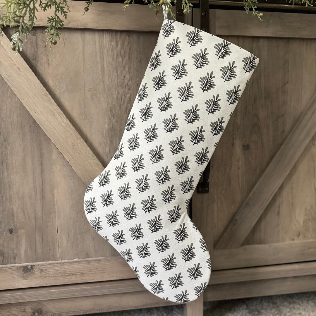 Personalized Christmas Stocking Black Block Print Christmas Stockings ...