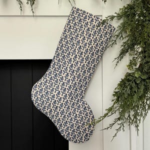 Blue Christmas Stockings, Linen Christmas Stockings, Blue and White ...