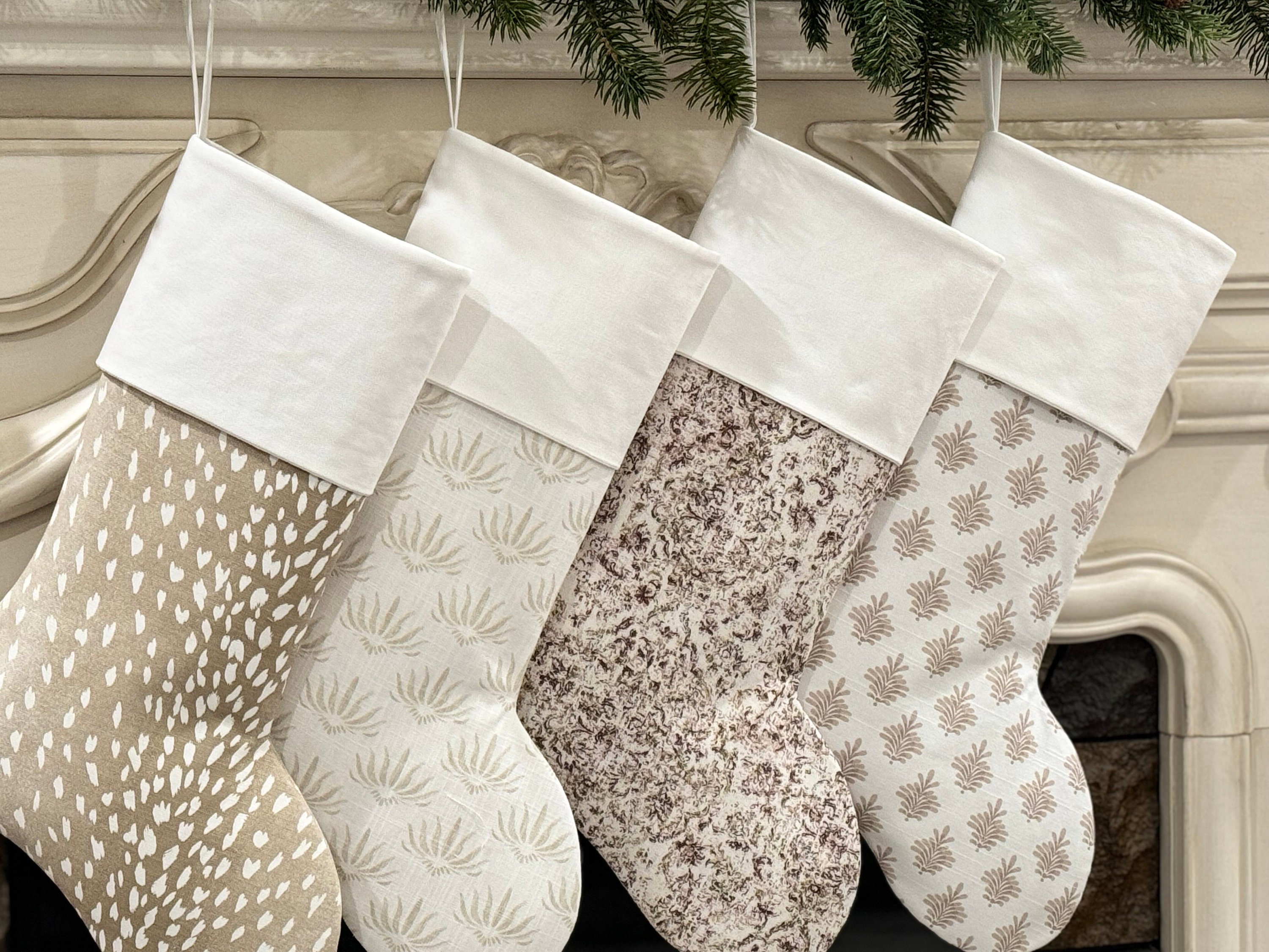 Personalized Christmas Stockings, Beige Christmas Stockings, Block ...