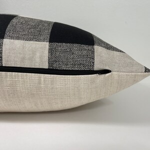 Buffalo Check Pillow Cover Black Tan Plaid Pillow Fall Farmhouse Throw ...