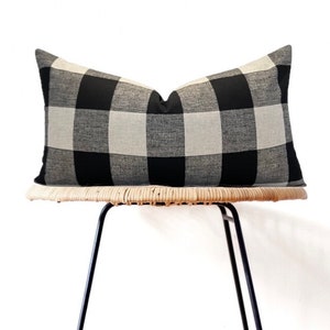 Buffalo Check Pillow Cover Black Tan Plaid Pillow Fall Farmhouse Throw ...