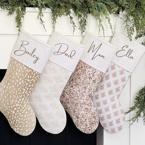 Neutral Christmas Stockings - Etsy