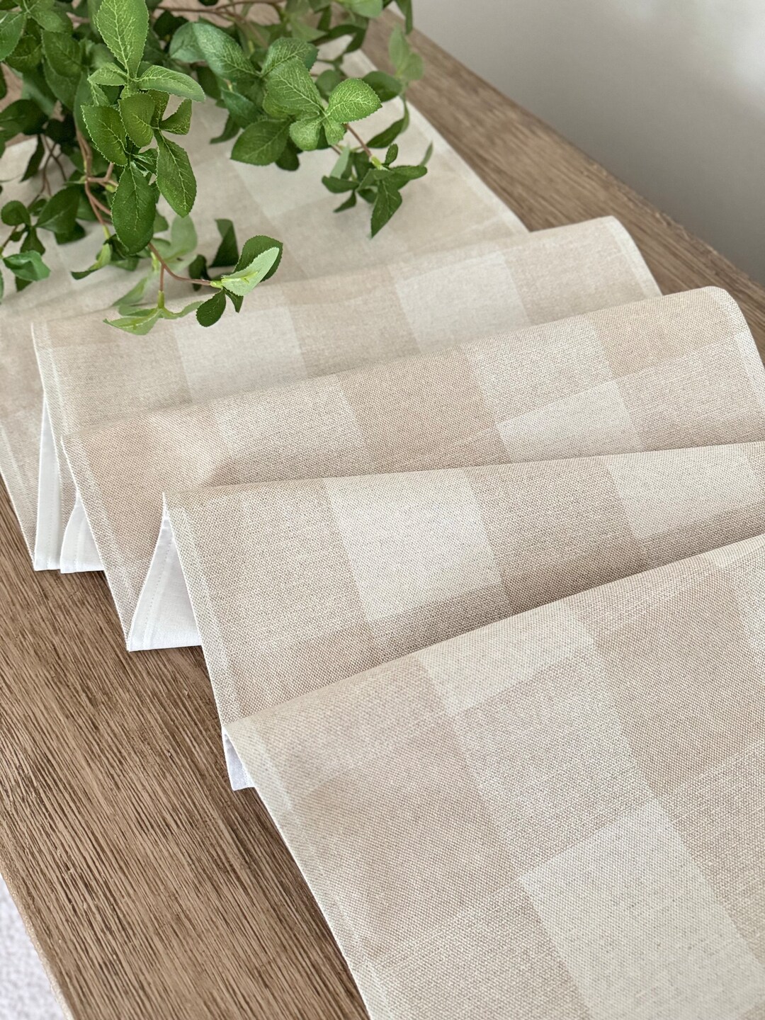 Buffalo Check Table Runner in Tan Beige Plaid Linen Fall Table Runner ...