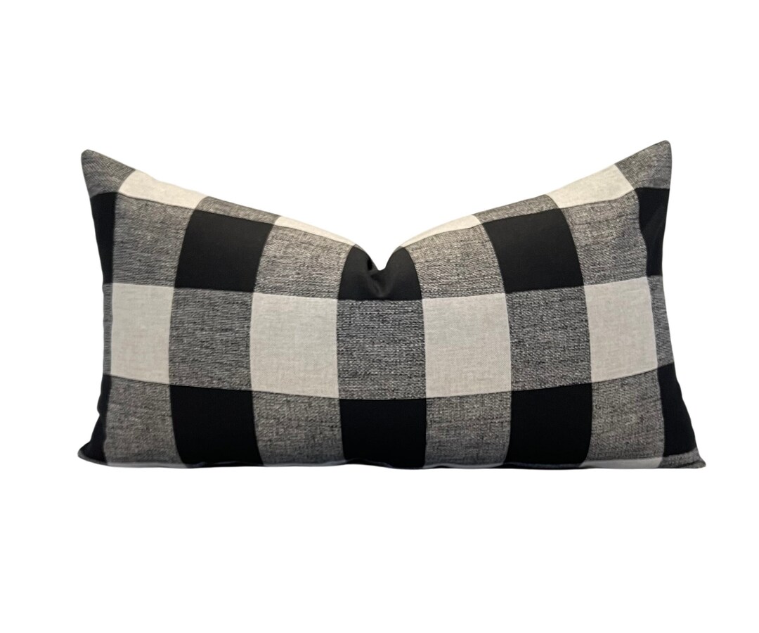 Buffalo Check Pillow Cover Black Tan Plaid Pillow Fall Farmhouse Throw ...