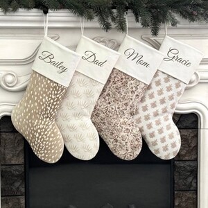 Personalized Christmas Stockings, Beige Christmas Stockings, Block ...