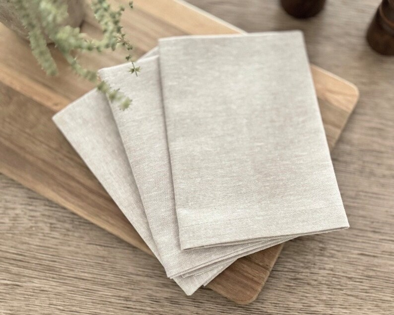 Tan Linen Napkins, Linen Modern Napkins, Set of 4 Cloth Napkins, Beige ...
