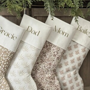 Personalized Christmas Stockings, Beige Christmas Stockings, Block ...