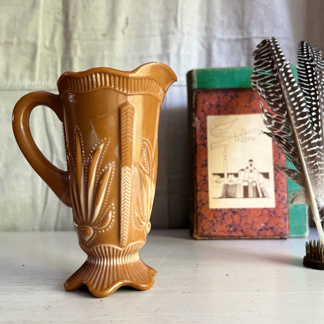 Antique Caramel Slag Glass Pitcher: Cactus Pattern Indiana Glass - Etsy