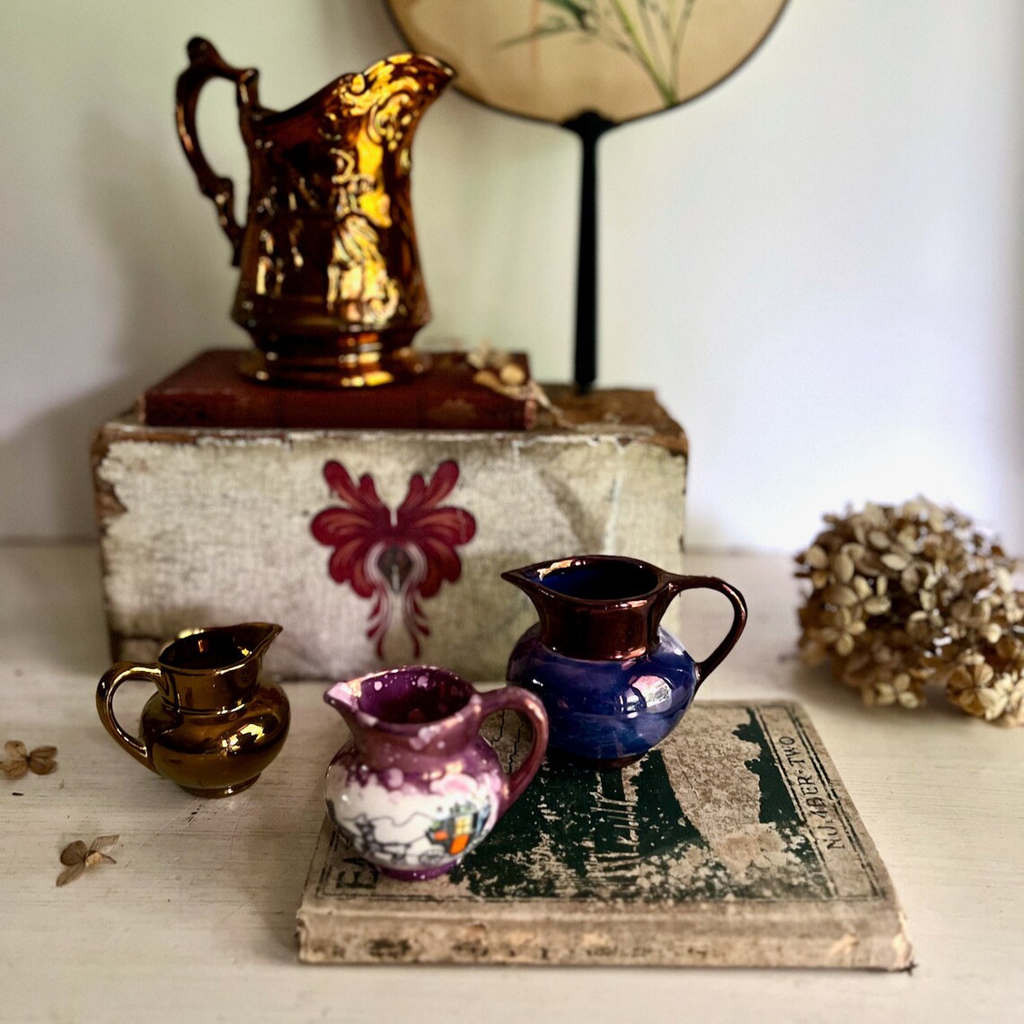 Antique English Copper Lustreware Pitcher Collection: 7-piece Set - Etsy