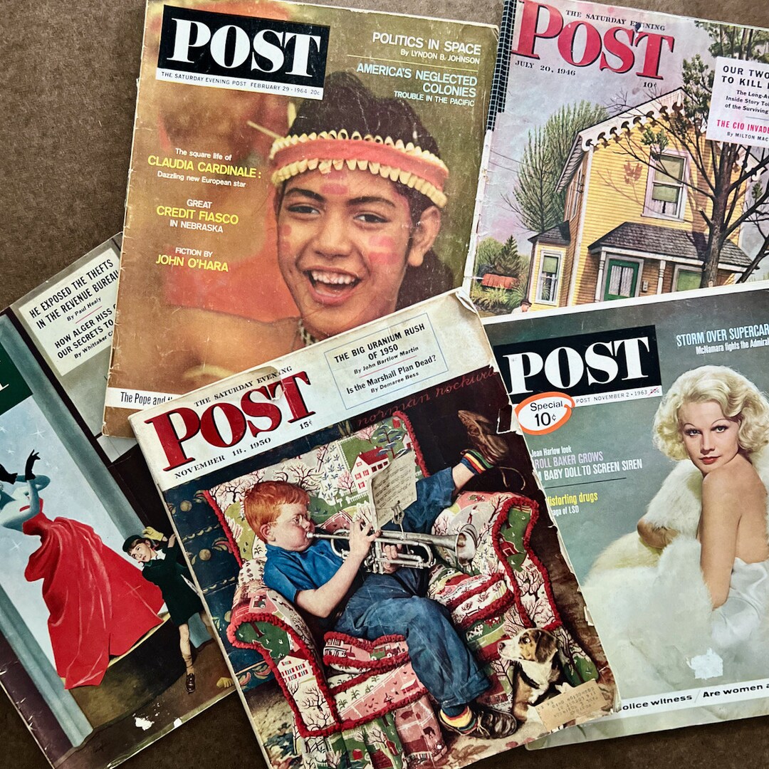 Vintage Saturday Evening Post Magazines: 1940s-60s Mid-century Ephemera ...