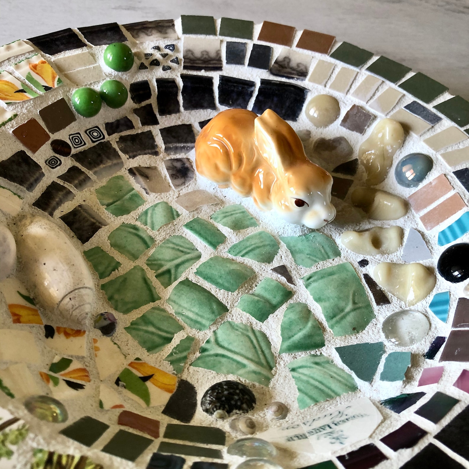 Mosaic Bunny Bowl, Easter Decor, Handmade Spring Decor, Broken China ...