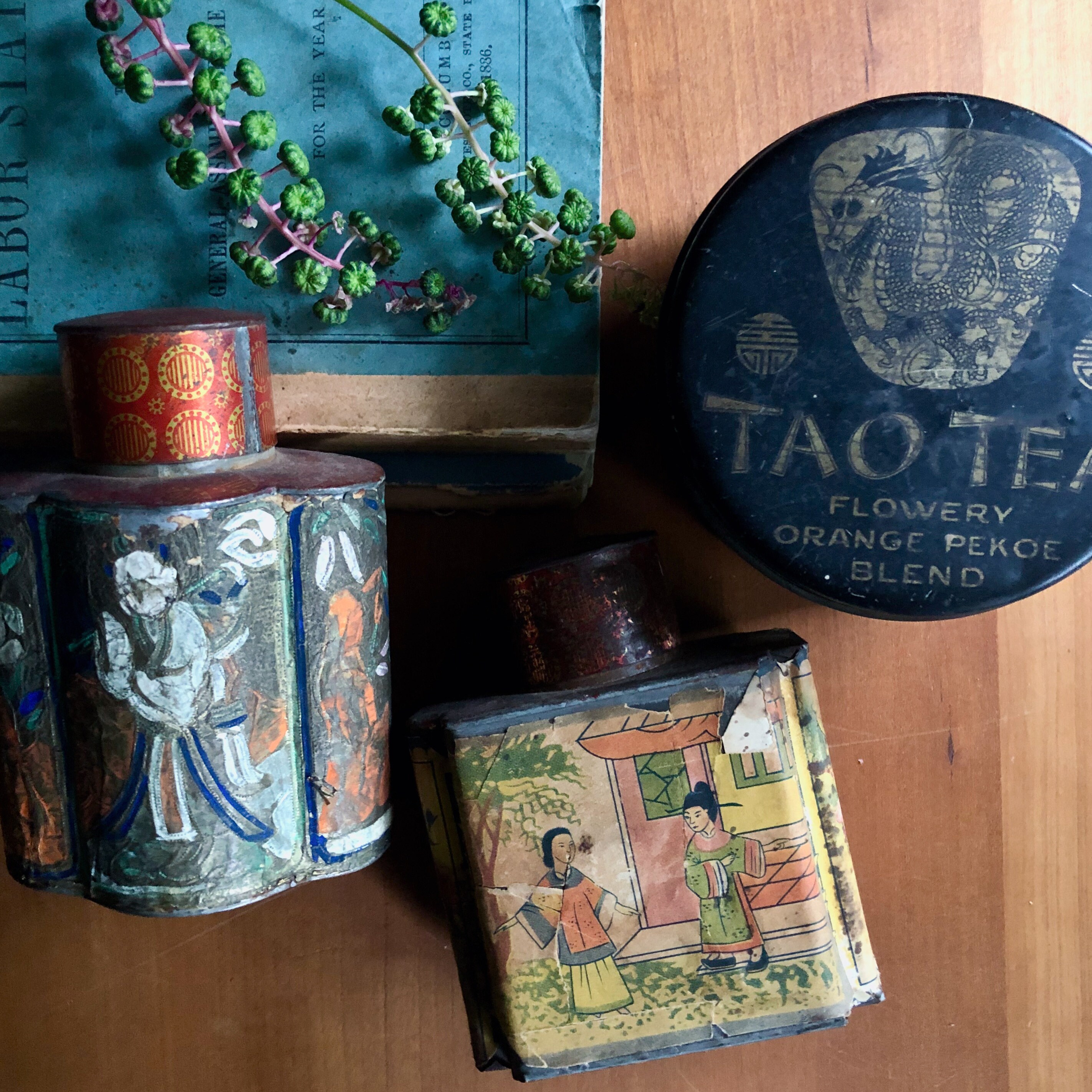 Vintage Tea Tins, Antique Tins, Tea Leaves, Tack Kee & Co, Vintage Tea ...