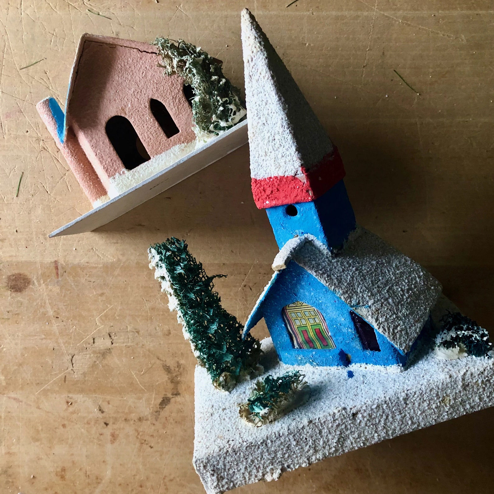 Mid Century Putz House and Church, Vintage Putz Village, Putz Japan ...