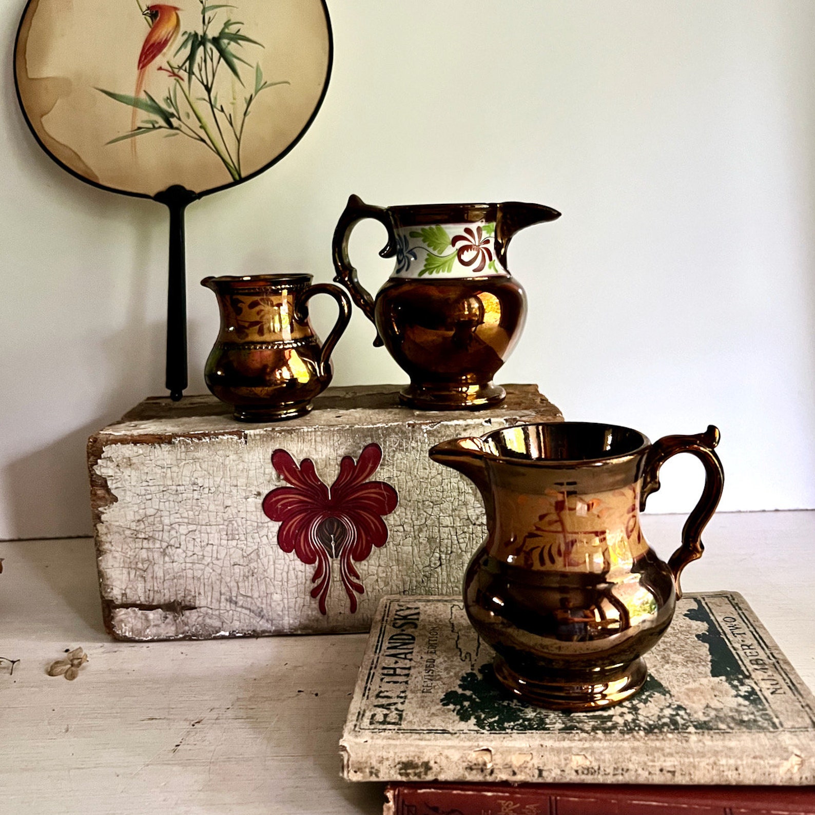 Antique English Copper Lustreware Pitcher Collection: 7-piece Set - Etsy