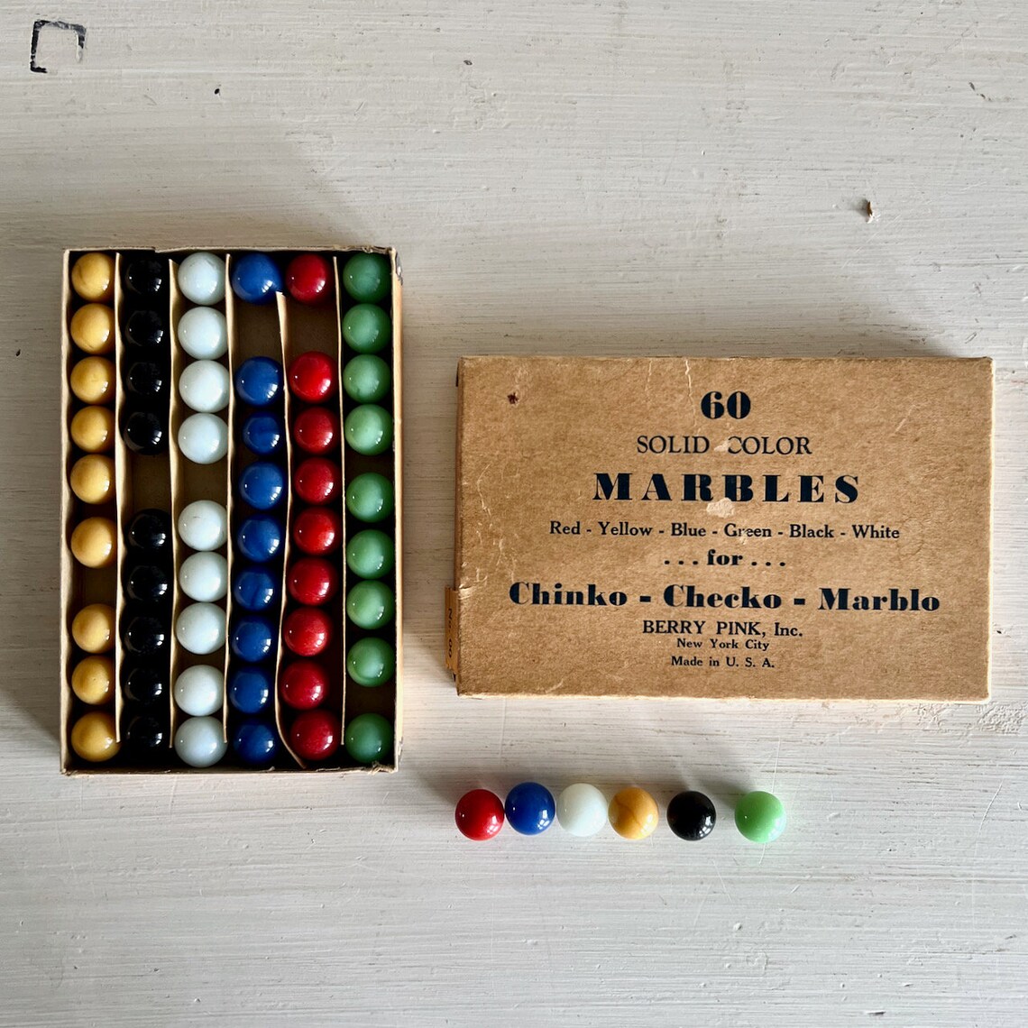 Box of 60 Game Marbles by Berry Pink 1930s Marbles Original - Etsy