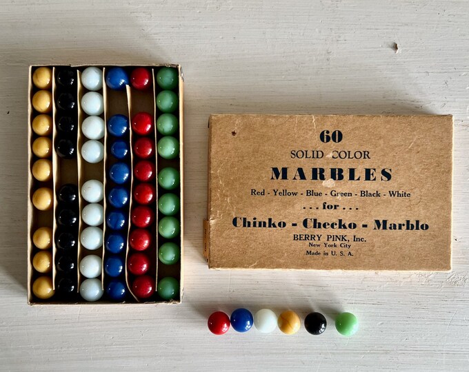 Box of 60 Game Marbles by Berry Pink, 1930s Marbles, Original Boxed ...