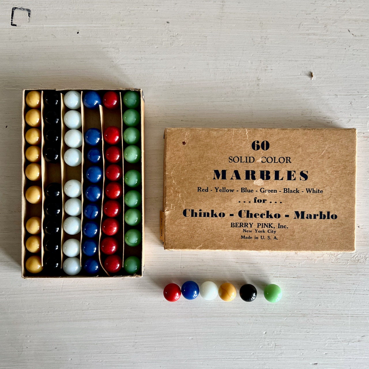Box of 60 Game Marbles by Berry Pink, 1930s Marbles, Original Boxed ...