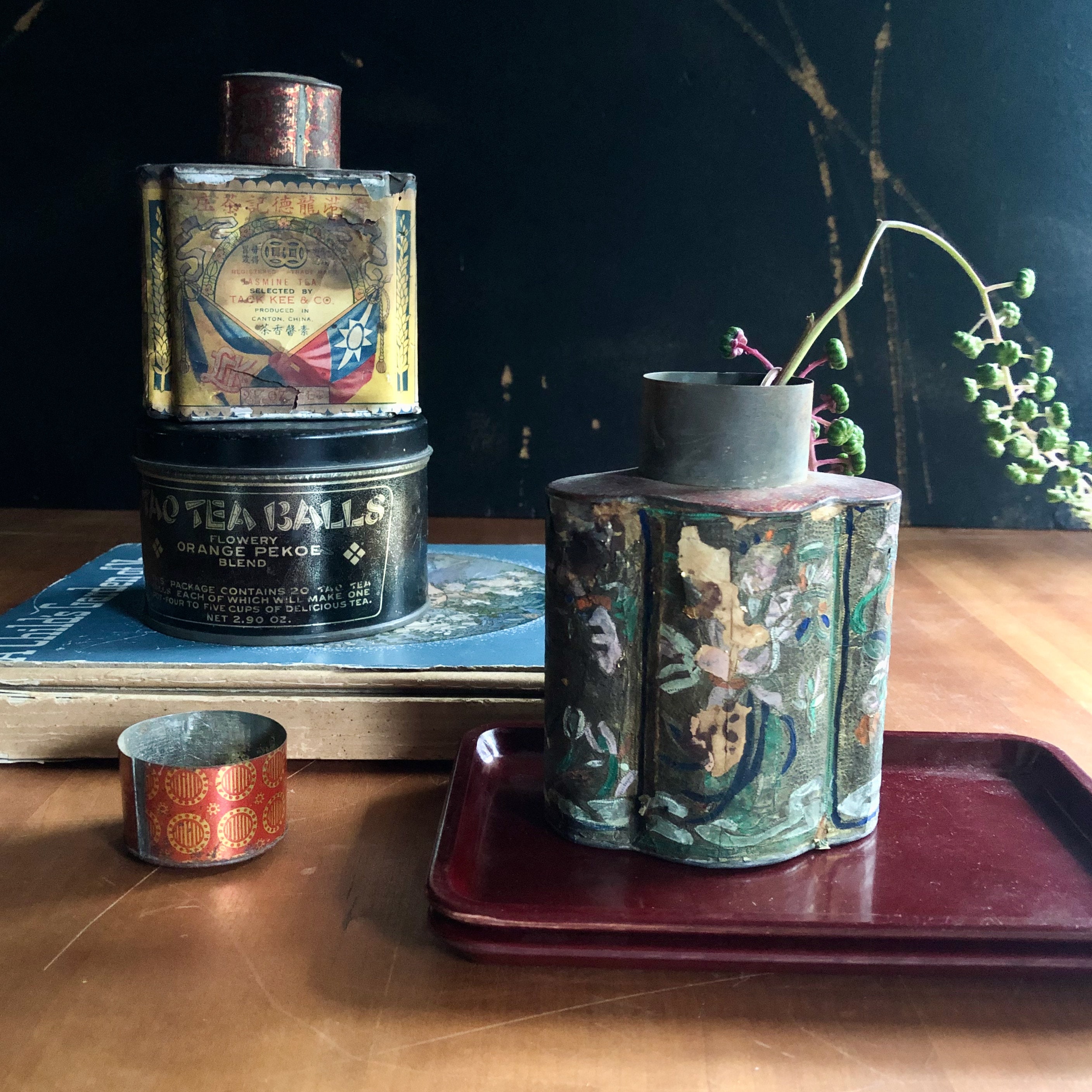 Vintage Tea Tins, Antique Tins, Tea Leaves, Tack Kee & Co, Vintage Tea ...